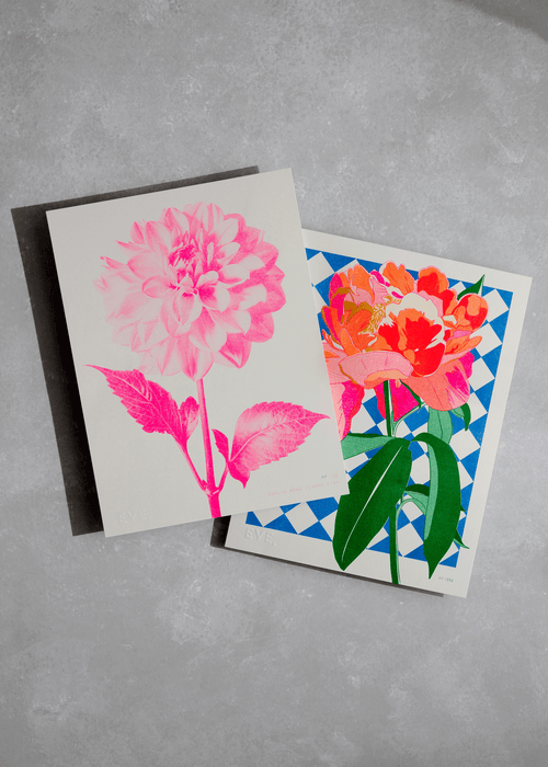 Dahlia Mono Fluoro Pink Risograph Print